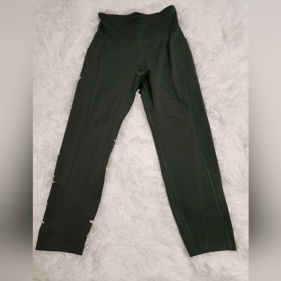 Bally | Pants & Jumpsuits | Bally Dark Green Pocket Crop Leggings ...